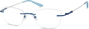 Zenni Rectangle Rimless Flex Titanium Frame Glasses - Blue