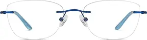 Zenni Rectangle Rimless Flex Titanium Frame Glasses - Blue