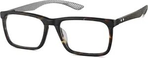 Zenni Rectangle Full Rim Eyeglasses With Carbon Fiber - Tortoiseshell
