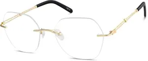 Zenni Geometric Rimless Titanium Frame - Gold