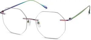 Zenni Geometric Rimless Titanium Frame - Iridescent