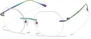 Zenni Geometric Rimless Titanium Frame Eyeglasses - Multicolor