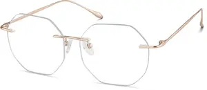 Zenni Geometric Rimless Titanium Frame - Rose Gold