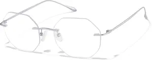 Zenni Geometric Rimless Titanium Frame Eyeglasses - Silver