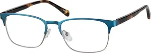 Zenni Classic Browline Mixed Frame Eyeglasses - Peacock