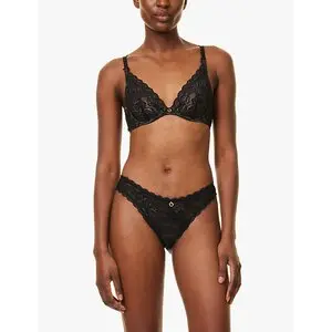 AUBADE Rosessence Mid-rise Stretch-lace Tanga Briefs - Noir