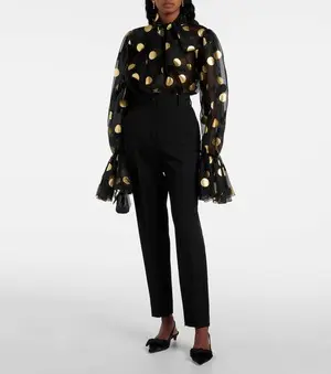 Dolce & Gabbana Polka Dot Silk Organza Jacquard Blouse
