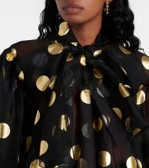 Dolce & Gabbana Polka Dot Silk Organza Jacquard Blouse
