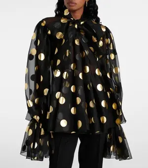 Dolce & Gabbana Polka Dot Silk Organza Jacquard Blouse