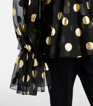 Dolce & Gabbana Polka Dot Silk Organza Jacquard Blouse