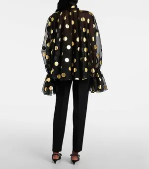 Dolce & Gabbana Polka Dot Silk Organza Jacquard Blouse