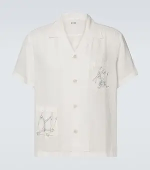 BODE Skiers Linen Bowling Shirt - White
