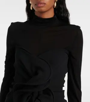 Magda Butrym Gathered Sheer Wool-blend Minidress