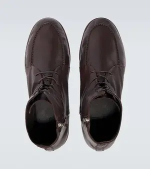 Auralee Leather Ankle Boots With Side Zip - Brown