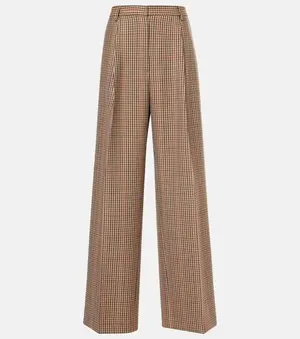 Dries Van Noten Checked Wool Wide-leg Trousers