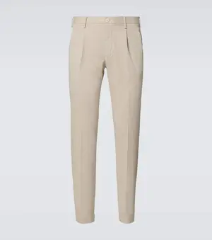 SLOWEAR Incotex Pleated Cotton Tapered Trousers