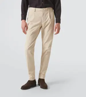 SLOWEAR Incotex Pleated Cotton Tapered Trousers