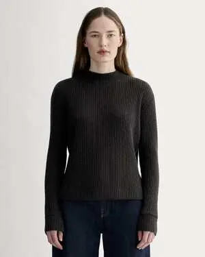 Everlane Cozy Rib Funnel-neck Sweater - Black
