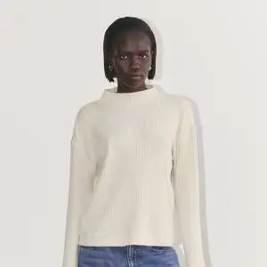 Everlane Cozy Rib Funnel-neck Top - Bone White