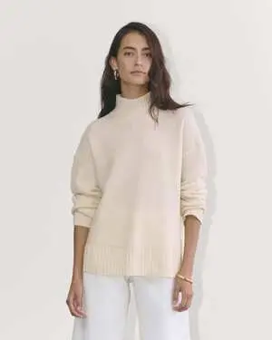 Everlane Honeycomb Rib Knit Wool Cashmere Sweater - Bone