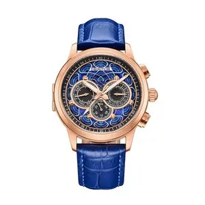 HERITOR AUTOMATIC Apostle Leather-band Watch - Rose Gold/blue