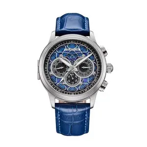 HERITOR AUTOMATIC Apostle Leather-band Watch - Silver/blue