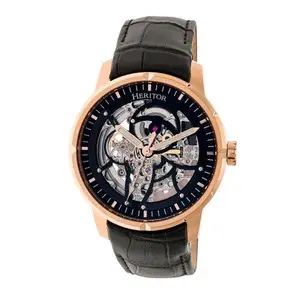 HERITOR AUTOMATIC Heritor Ryder Skeleton Strap Watch - Black/rose Gold