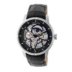 HERITOR AUTOMATIC Heritor Ryder Skeleton Strap Watch - Black/silver