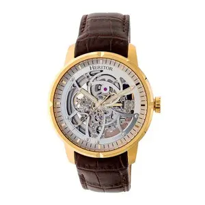 HERITOR AUTOMATIC Heritor Ryder Skeleton Strap Watch Brown/gold
