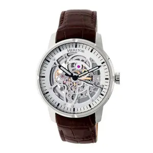 HERITOR AUTOMATIC Heritor Ryder Skeleton Strap Watch - Brown/silver