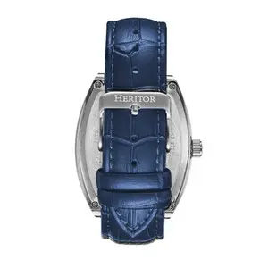 HERITOR AUTOMATIC Semi-skeleton Leather-band Watch - Silver/blue