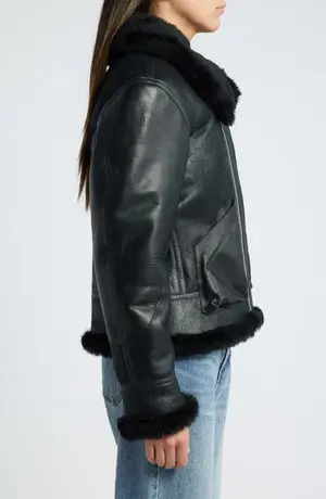 SCHOTT B-3 Genuine Shearling-lined Leather Bomber Jacket