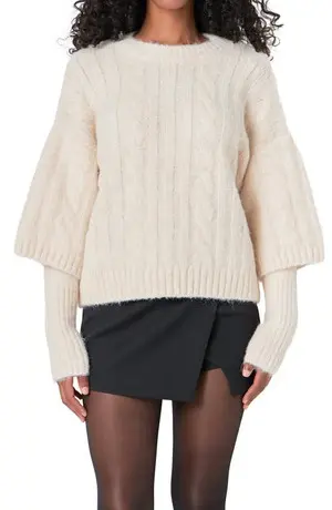 Endless Rose Twofer Cable Layered Sweater