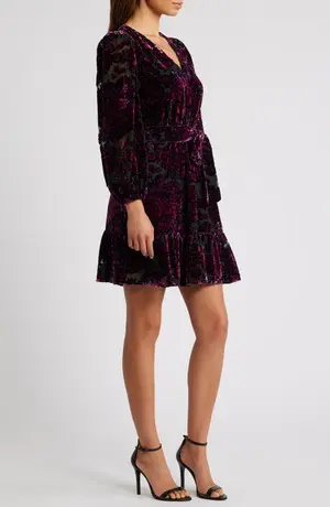 Eliza J Long Sleeve Velvet Cocktail Dress