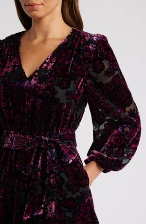 Eliza J Long Sleeve Velvet Cocktail Dress
