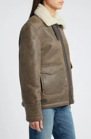 SCHOTT Genuine Shearling Lined Bomber Jacket