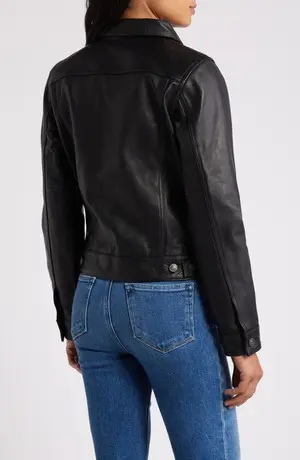 SCHOTT Leather Trucker Jacket - Black