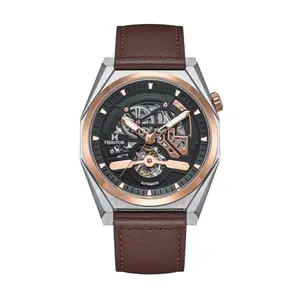 HERITOR AUTOMATIC Amadeus Semi-skeleton Leather-band Watch - Rose Gold/brown