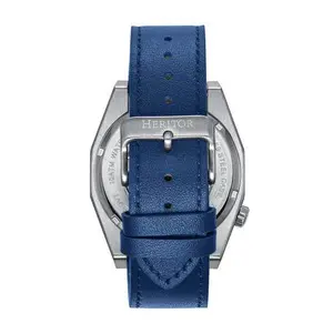 HERITOR AUTOMATIC Amadeus Semi-skeleton Leather-band Watch - Silver/blue