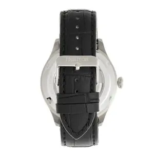 HERITOR AUTOMATIC Semi-skeleton Leather-band Watch - Black