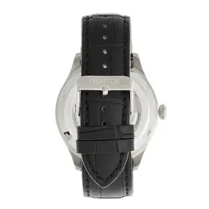 HERITOR AUTOMATIC Semi-skeleton Leather-band Watch - Silver/black