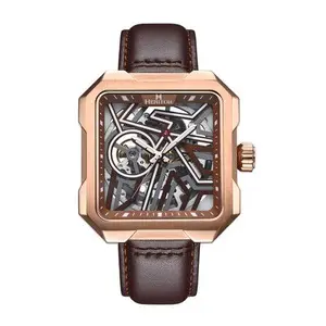 HERITOR AUTOMATIC Campbell Leather-band Skeleton Watch - Rose Gold/brown