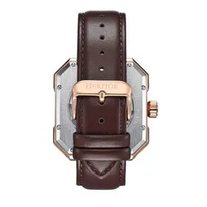 HERITOR AUTOMATIC Campbell Leather-band Skeleton Watch - Rose Gold/brown