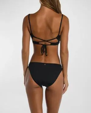 SUNSHINE 79 Gypset Lace-up Bralette Bikini Top Black