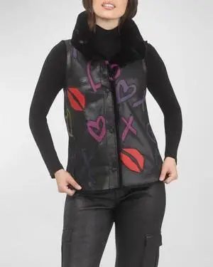 Gorski Reversible Shearling Vest - Black