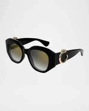 Cartier C-logo Butterfly Sunglasses - Black Colour