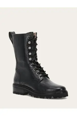 THE FRYE COMPANY Olivia Combat Lace-up Ankle Boots - Black