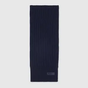 Gucci Knit Wool Scarf With Logo Wool - Blue
