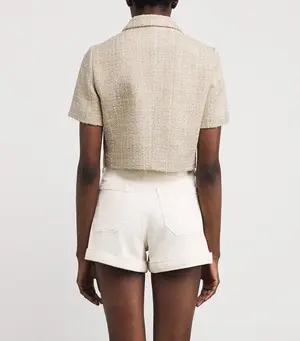 Maje Tweed Cropped Jacket - Neutral