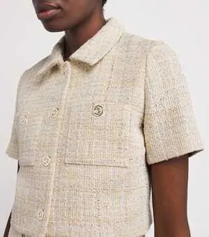 Maje Tweed Cropped Jacket - Neutral